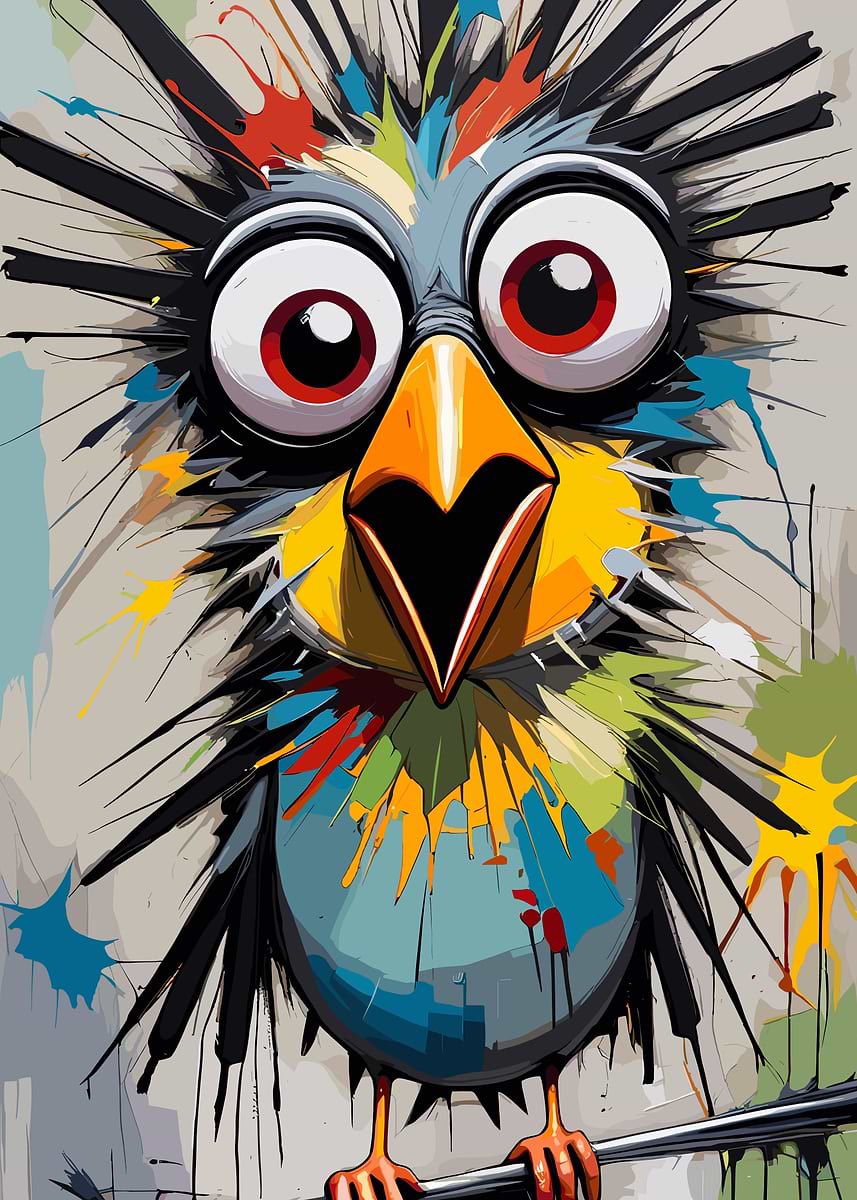 'Colorful Cartoon Bird Digital Art' Poster, picture, metal print, paint ...