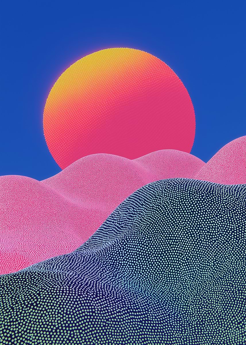 'Abstract Landscape with Sun and Hills' Poster, picture, metal print ...