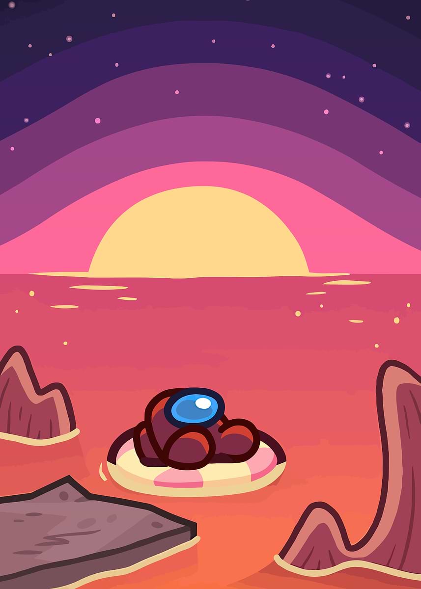 'Among Us Character on Float at Sunset' Poster, picture, metal print ...