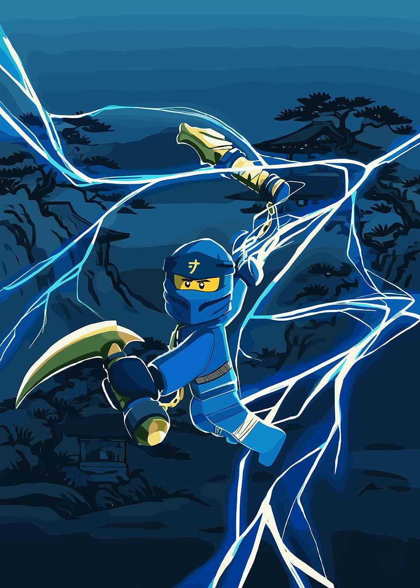 'Ninjago Jay Lightning Cartoon' Poster, picture, metal print, paint by ...