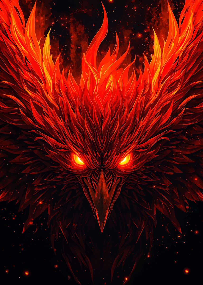 'Fiery Phoenix Digital Art' Poster, picture, metal print, paint by Cody ...