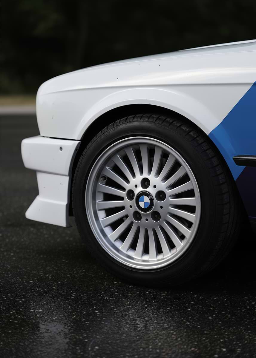 'BMW E30 Wheel Close-Up' Poster, picture, metal print, paint by Va ...