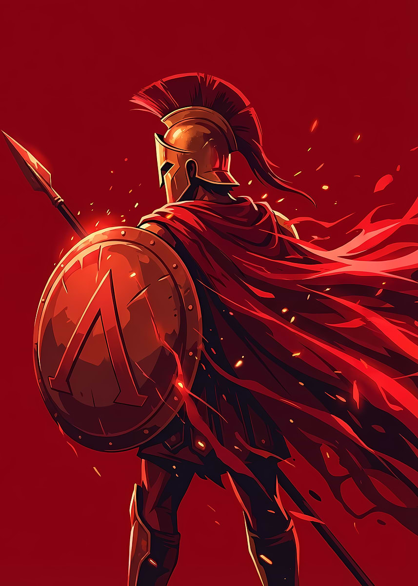 'Spartan Warrior in Red' Poster, picture, metal print, paint by ...