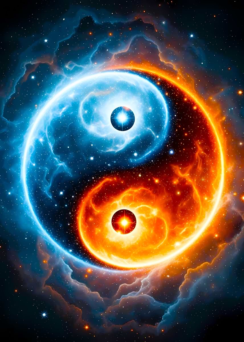 'Yin Yang Galaxy' Poster, picture, metal print, paint by PosterGallery ...