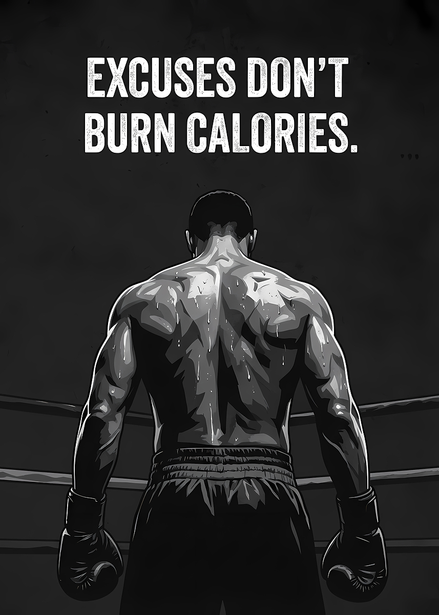 'Excuses Don't Burn Calories' Poster, picture, metal print, paint by ...