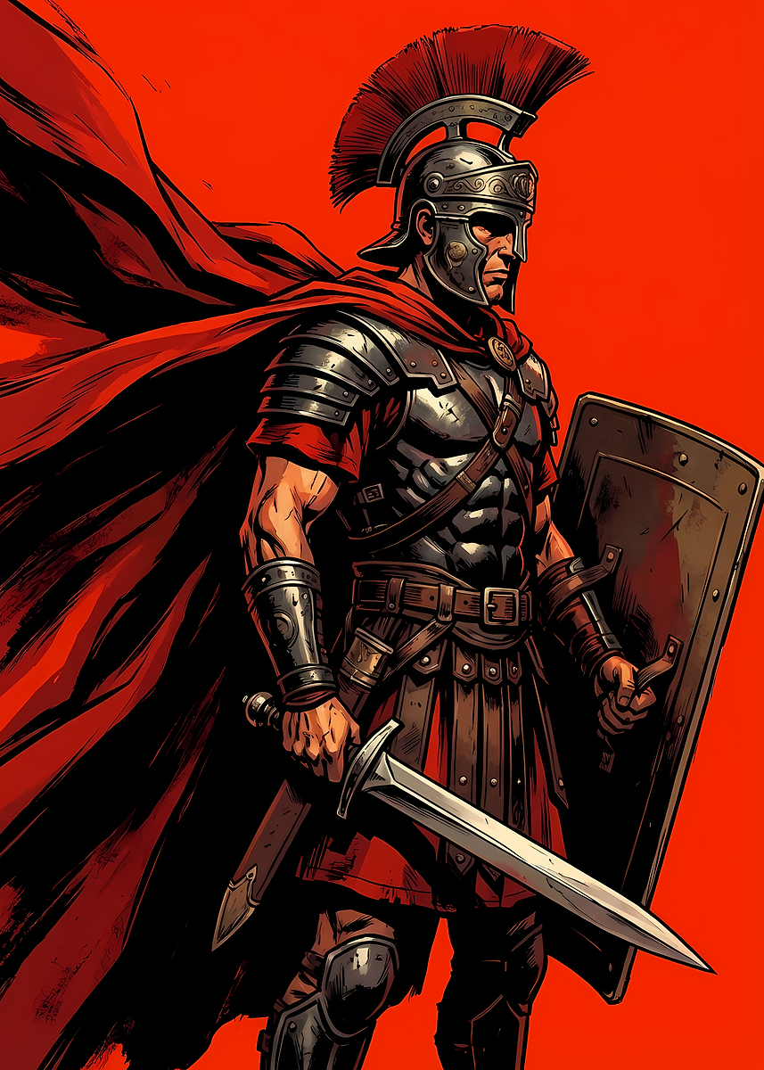 'Roman Legionary with Sword and Shield' Poster, picture, metal print ...