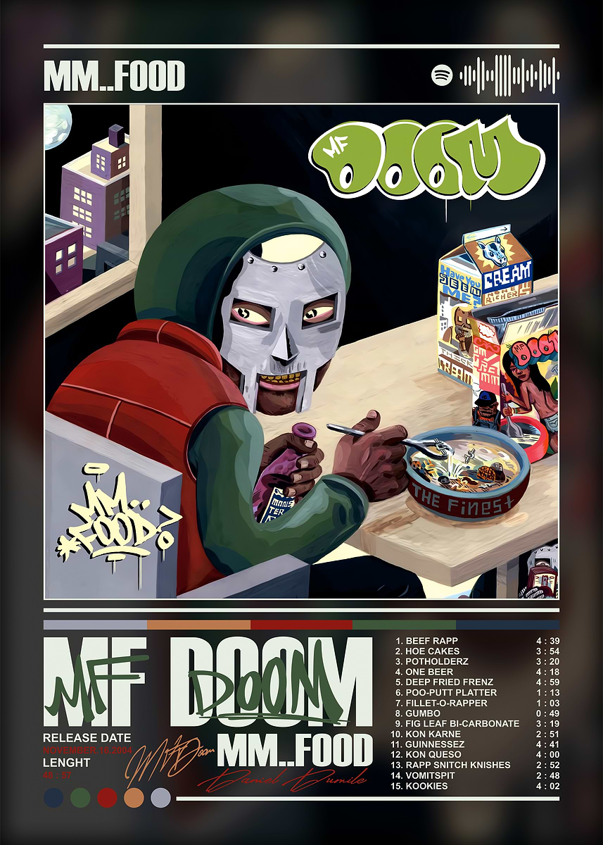 'MF DOOM MM..FOOD Album Cover' Poster, picture, metal print, paint by ...