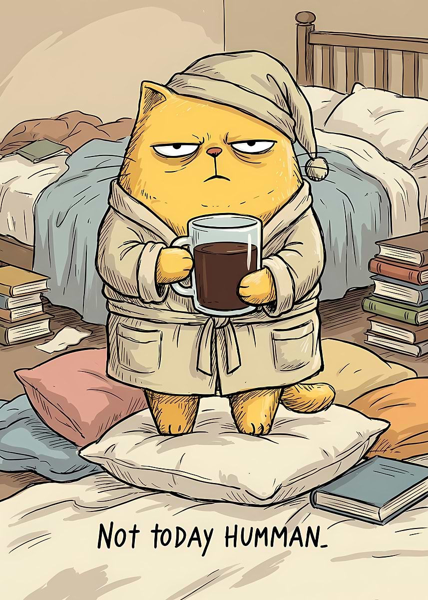 'Grumpy Cat with Coffee' Poster, picture, metal print, paint by ...