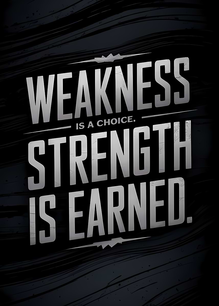 'Weakness is a choice, strength earned.' Poster, picture, metal print ...