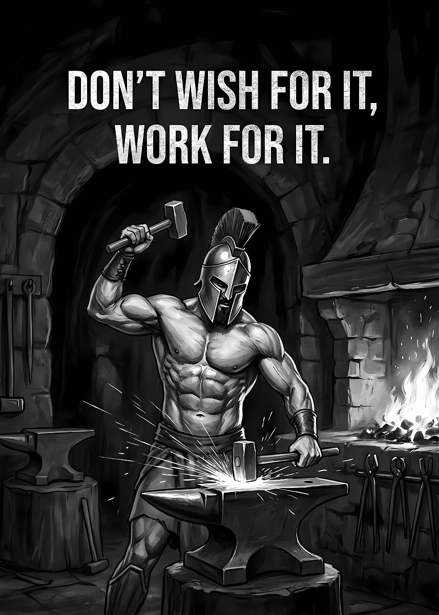 'Spartan Blacksmith: Work For It' Poster, picture, metal print, paint ...