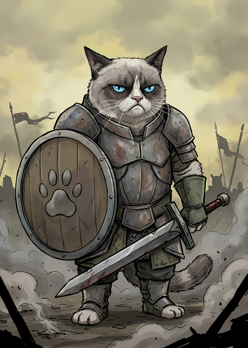 'Grumpy Cat Warrior' Poster, picture, metal print, paint by 4f7RznPsDE0 ...