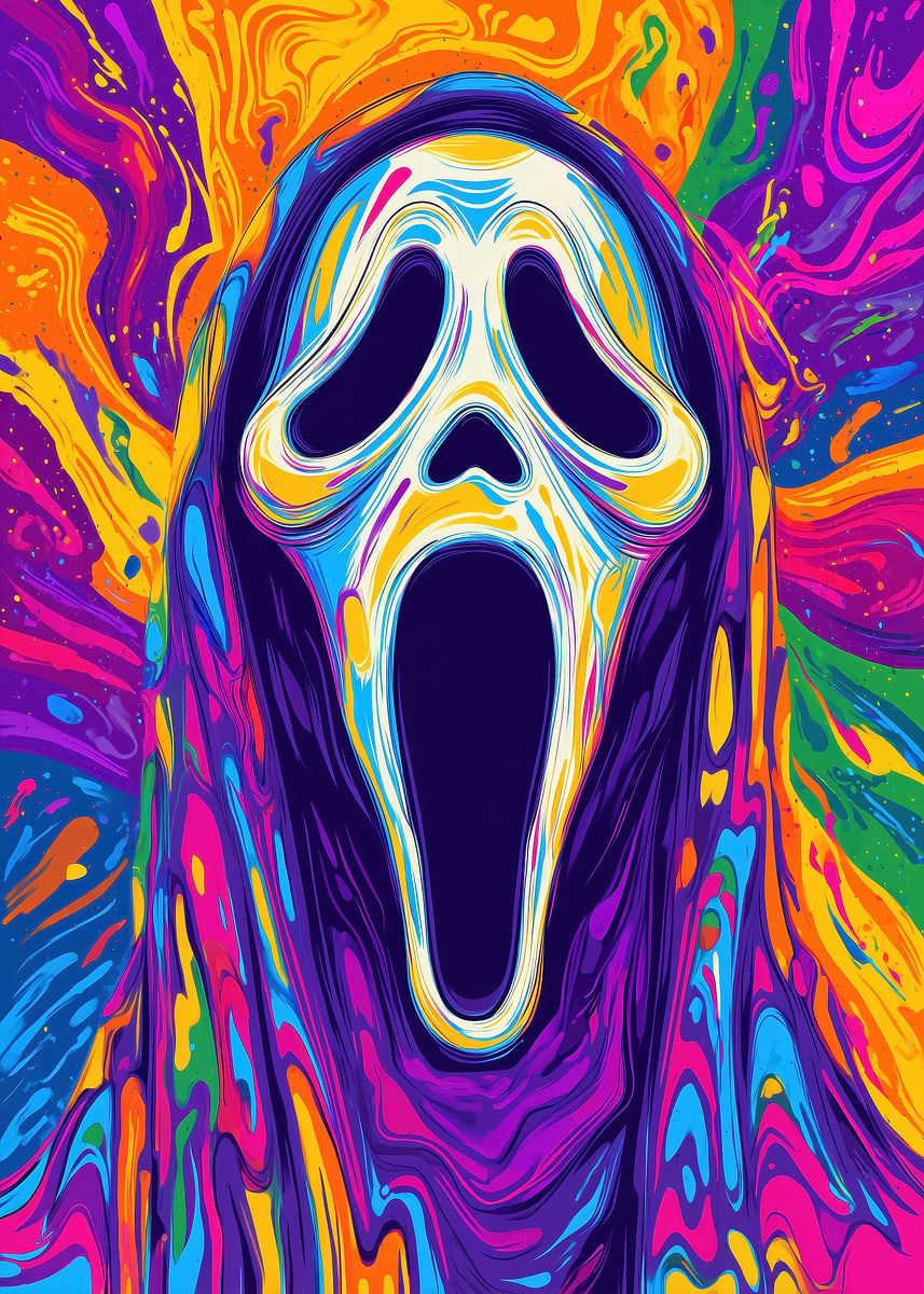 'Colorful Scream Ghostface Art' Poster, picture, metal print, paint by ...
