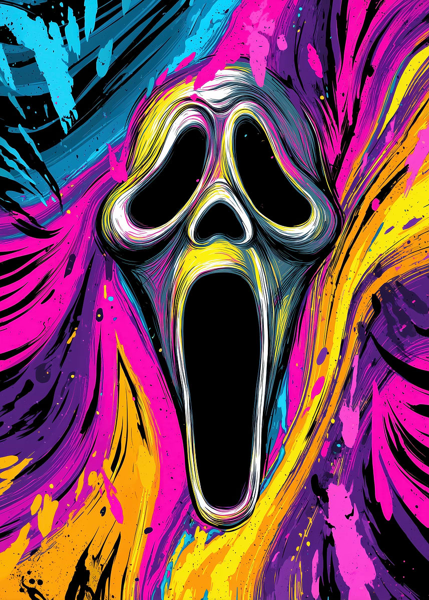'Scream Mask Colorful Abstract' Poster, picture, metal print, paint by ...