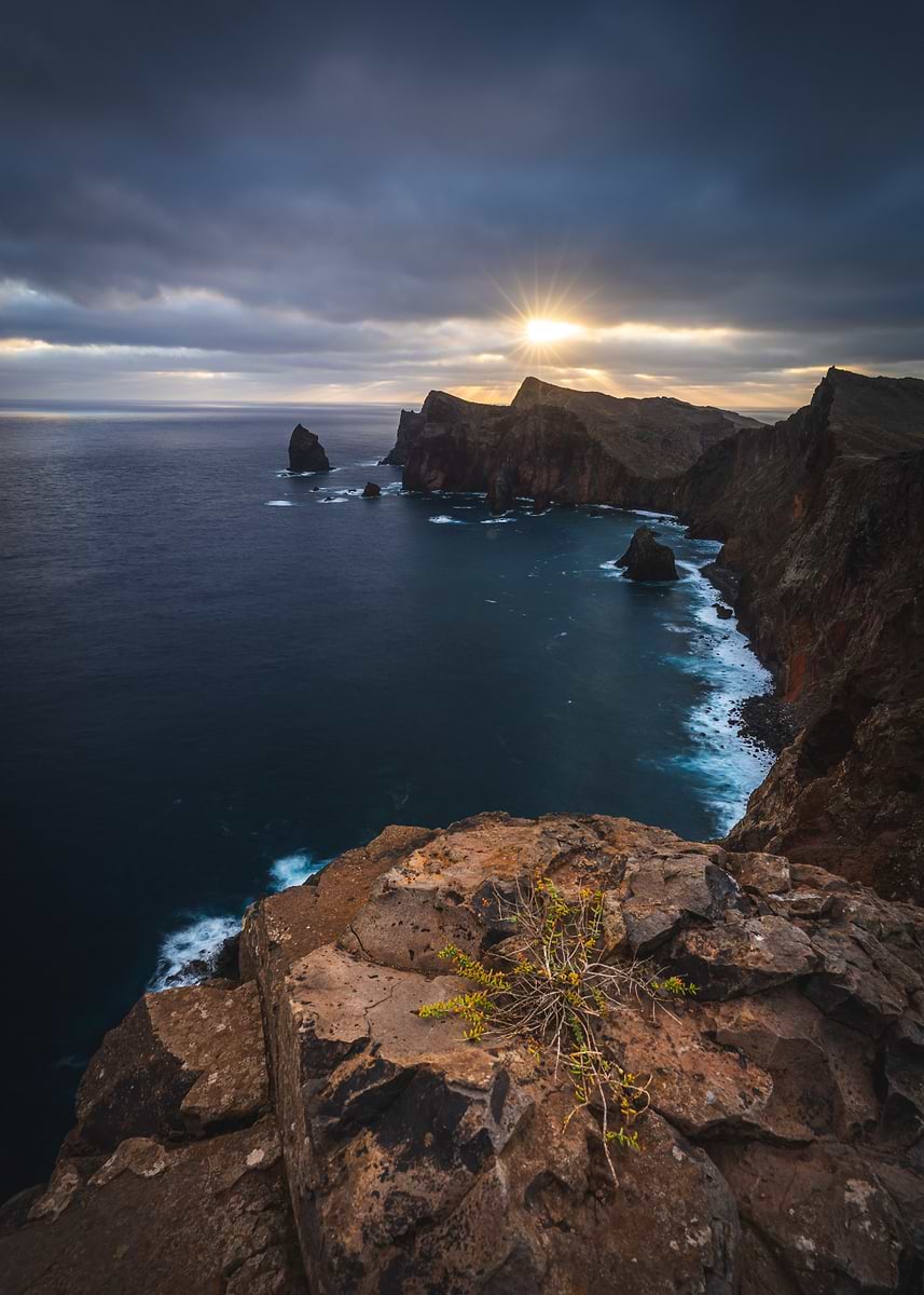 'Dramatic Coastal Cliff at Sunset' Poster, picture, metal print, paint ...