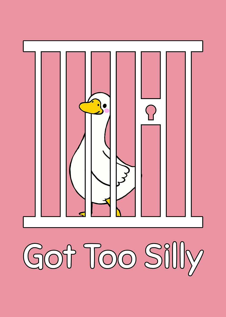 'Cartoon Duck in Jail - Got Too Silly' Poster, picture, metal print ...