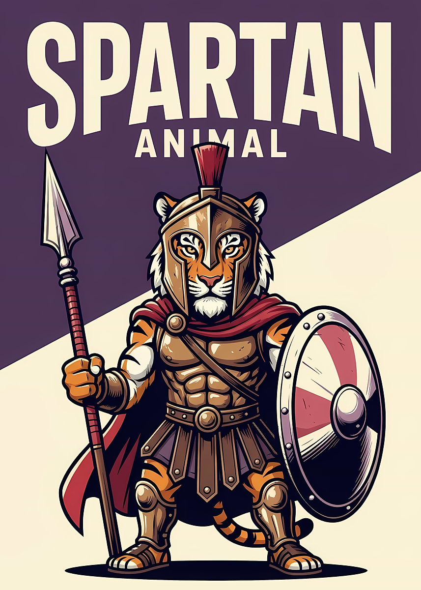 'Spartan Animal Tiger Warrior Illustration' Poster, picture, metal ...
