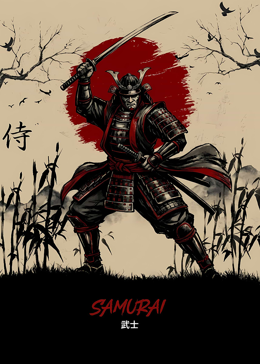 'Samurai Warrior with Sword' Poster, picture, metal print, paint by ...