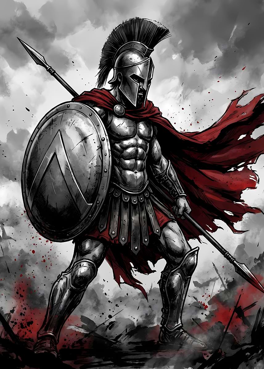 'Spartan Warrior Illustration' Poster, picture, metal print, paint by ...