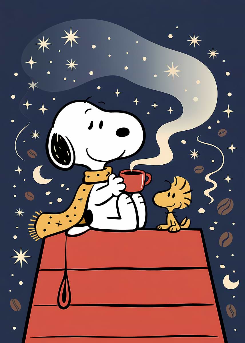 'Snoopy and Woodstock Coffee Break' Poster, picture, metal print, paint ...