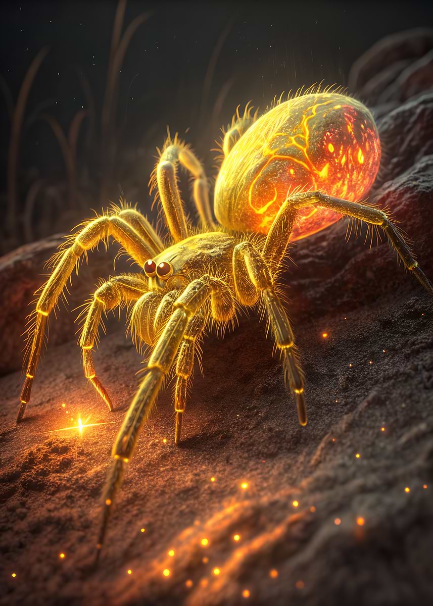 'Golden Spider with Glowing Abdomen' Poster, picture, metal print ...