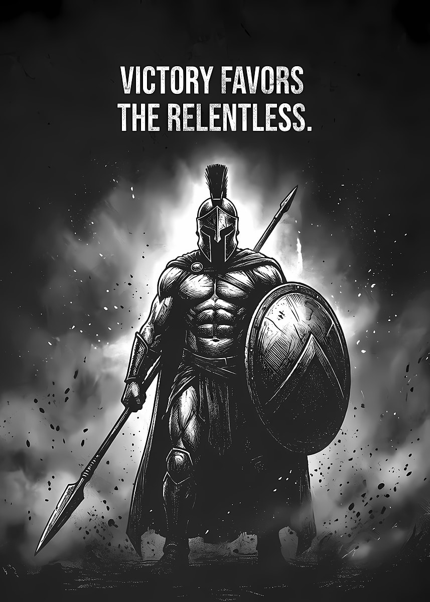 'Spartan Warrior: Victory Favors Relentless' Poster, picture, metal ...