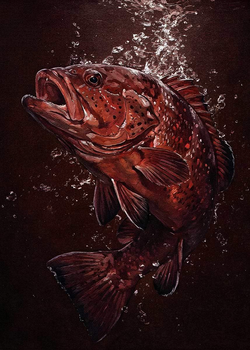 'Red Grouper Fish Painting' Poster, picture, metal print, paint by ...