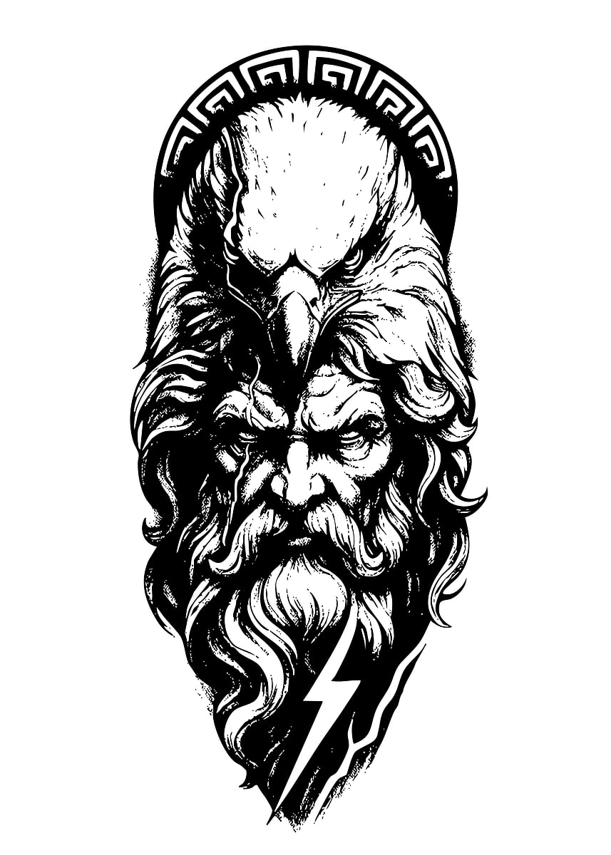 'Zeus and Eagle Black and White' Poster, picture, metal print, paint by ...