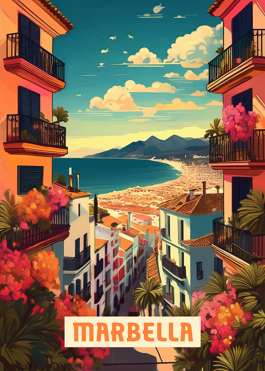 'Marbella' Poster, picture, metal print, paint by Bo Kev | Displate