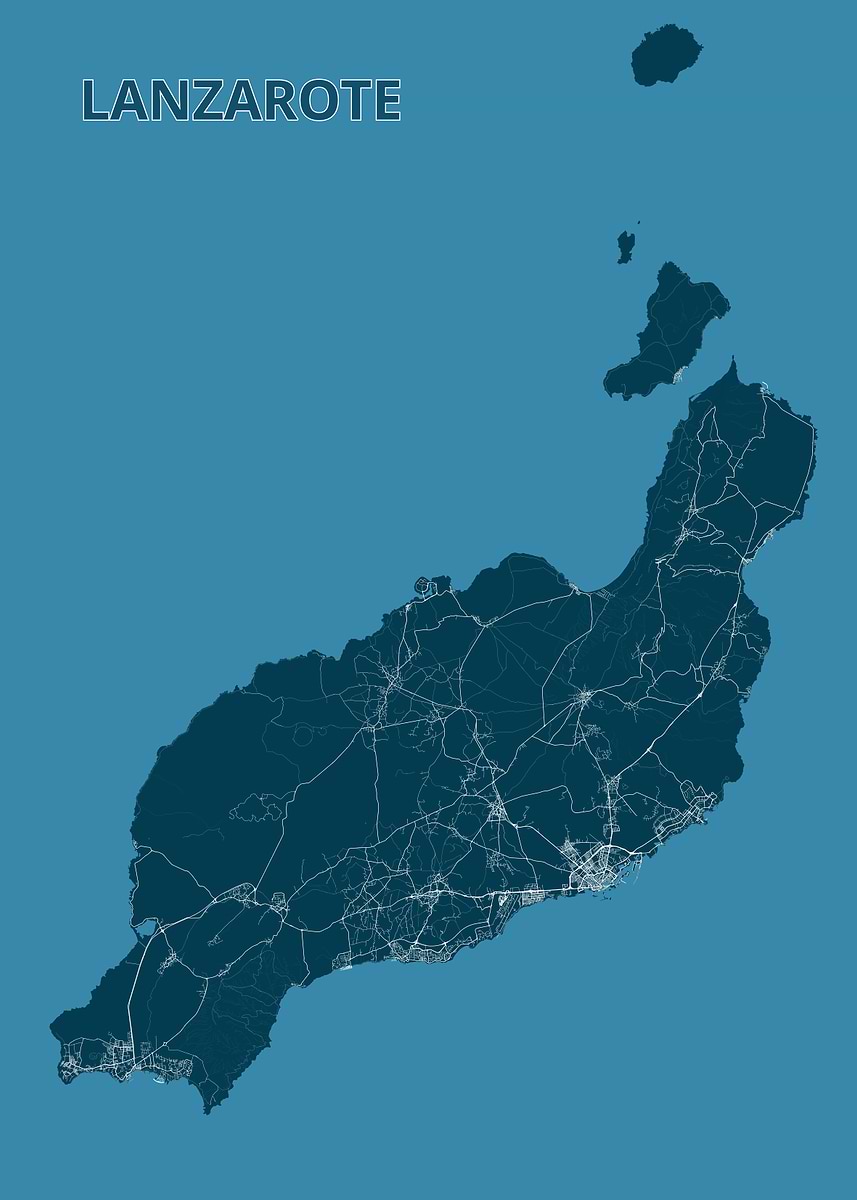 'Lanzarote Island Map' Poster, picture, metal print, paint by Sam Kal ...