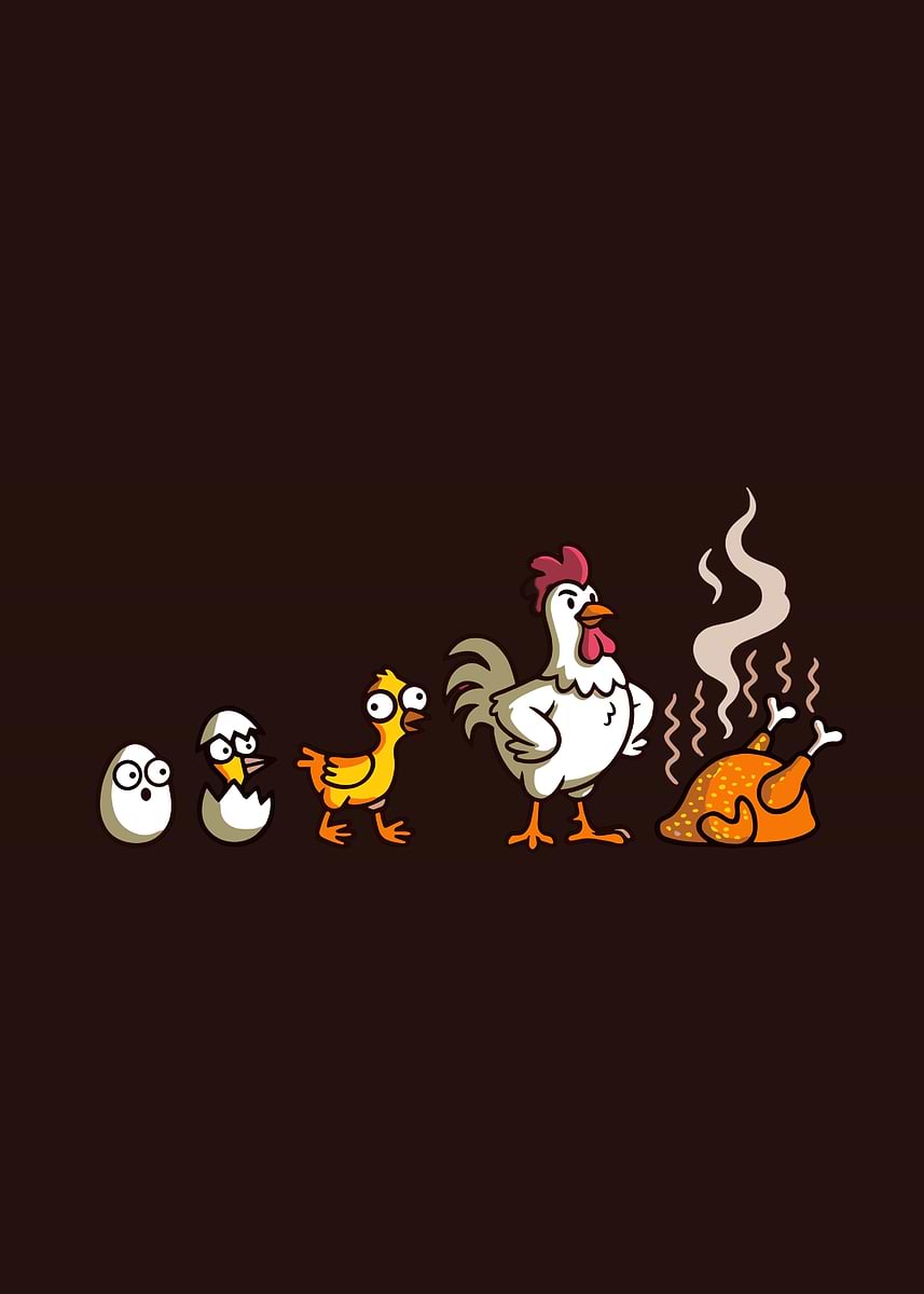 'Chicken Evolution Cartoon' Poster, picture, metal print, paint by ...