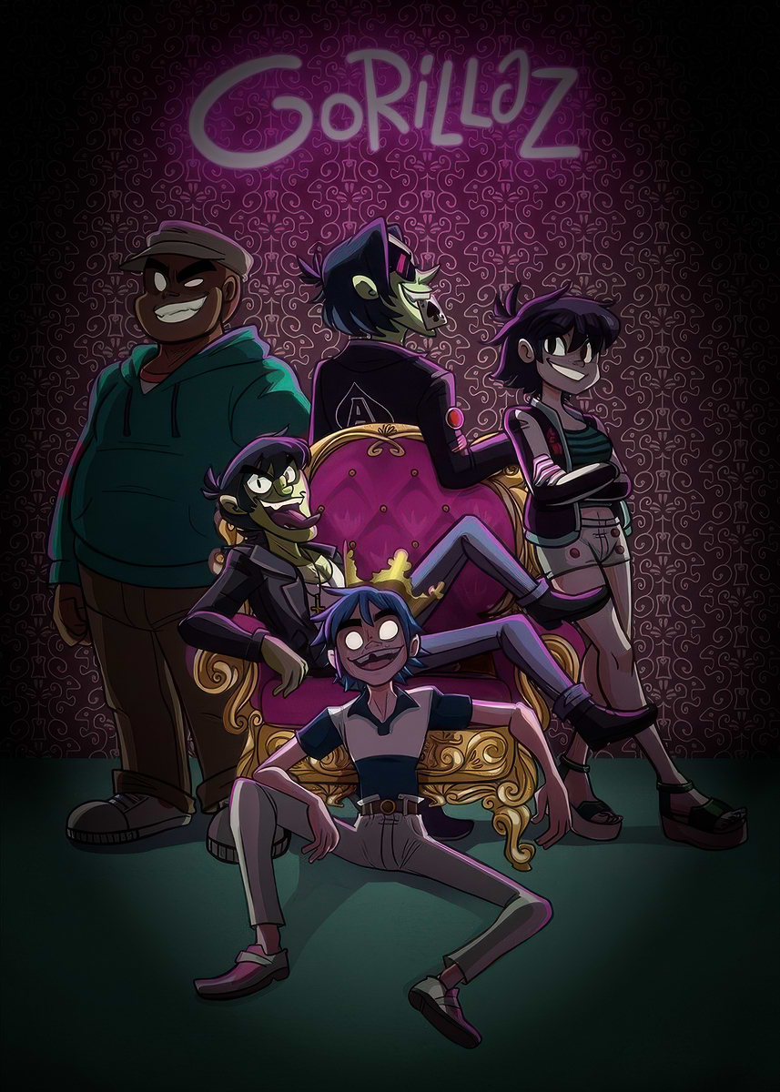 'Gorillaz band cartoon illustration' Poster, picture, metal print ...