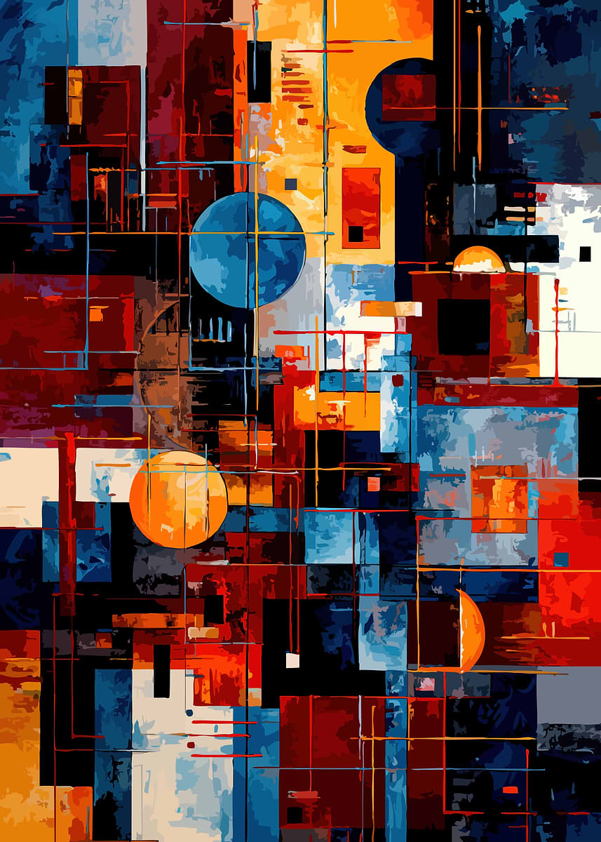 'Abstract Geometric Composition' Poster, picture, metal print, paint by ...