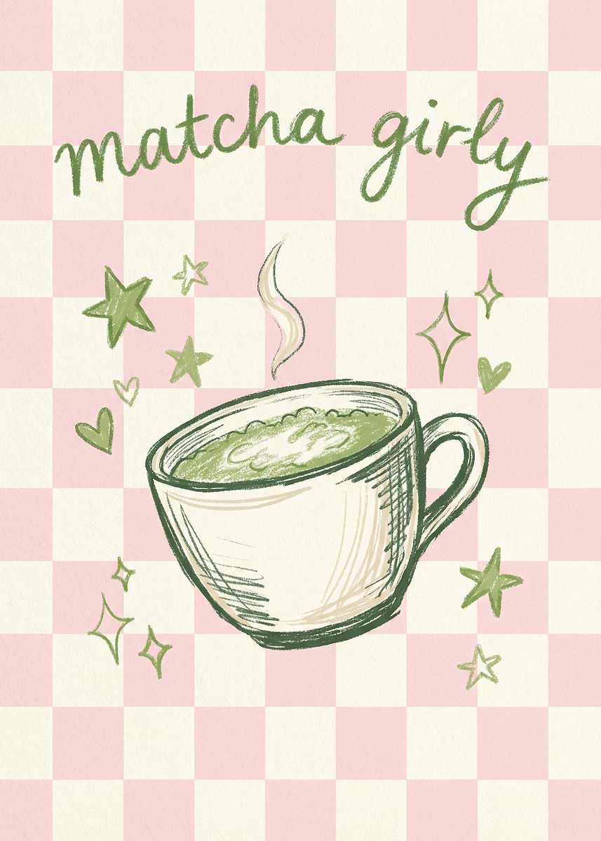 'Matcha Girly Illustration' Poster, picture, metal print, paint by ...