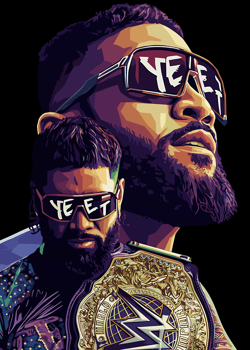 'The Usos WWE Champions Art' Poster, picture, metal print, paint by Mus ...