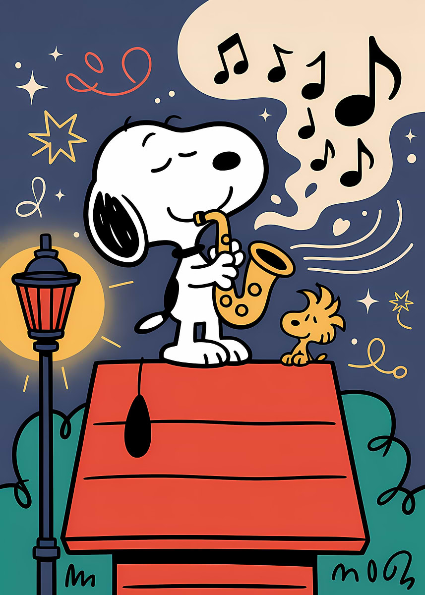 'Snoopy and Woodstock Jazz Night' Poster, picture, metal print, paint ...