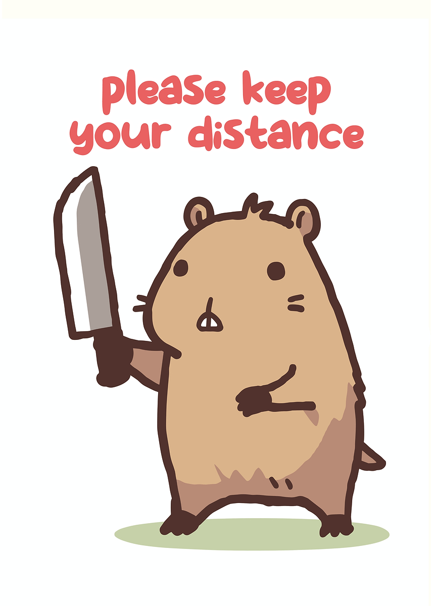 'Keep Your Distance Cartoon Animal' Poster, picture, metal print, paint ...