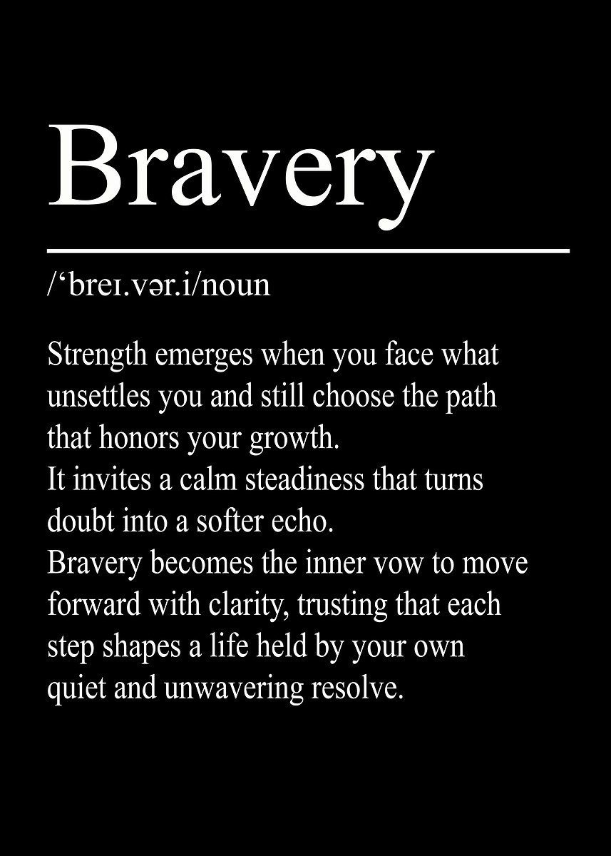 'Bravery Definition – Black | Minimalist Typography Poster' Poster ...