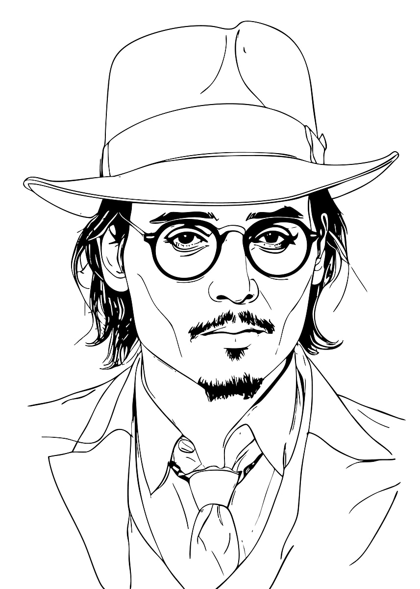 'Johnny Depp Line Art Portrait' Poster, picture, metal print, paint by ...