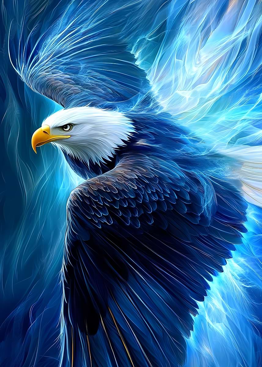 'Majestic Blue Eagle' Poster, picture, metal print, paint by khuriyati ...