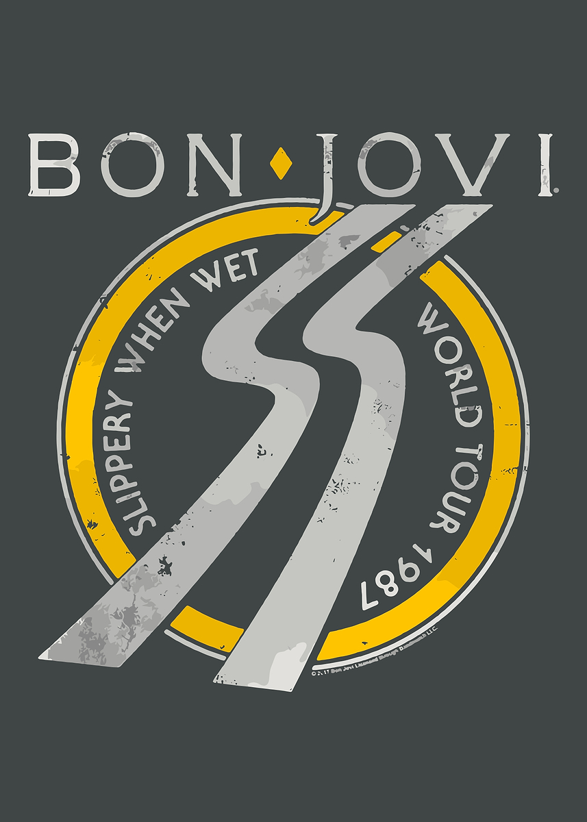 'Bon Jovi Slippery When Wet Tour Logo' Poster, picture, metal print ...