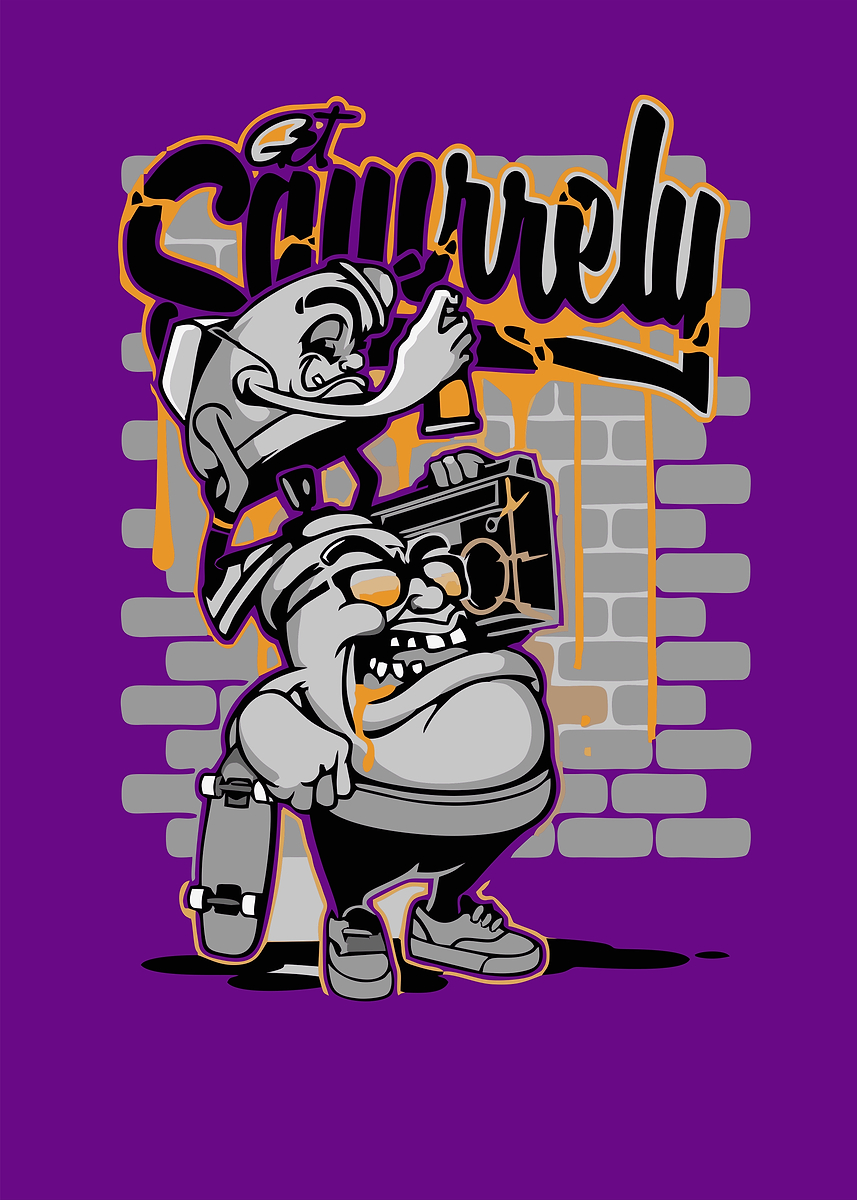 'Cartoon Graffiti Art with Characters' Poster, picture, metal print ...