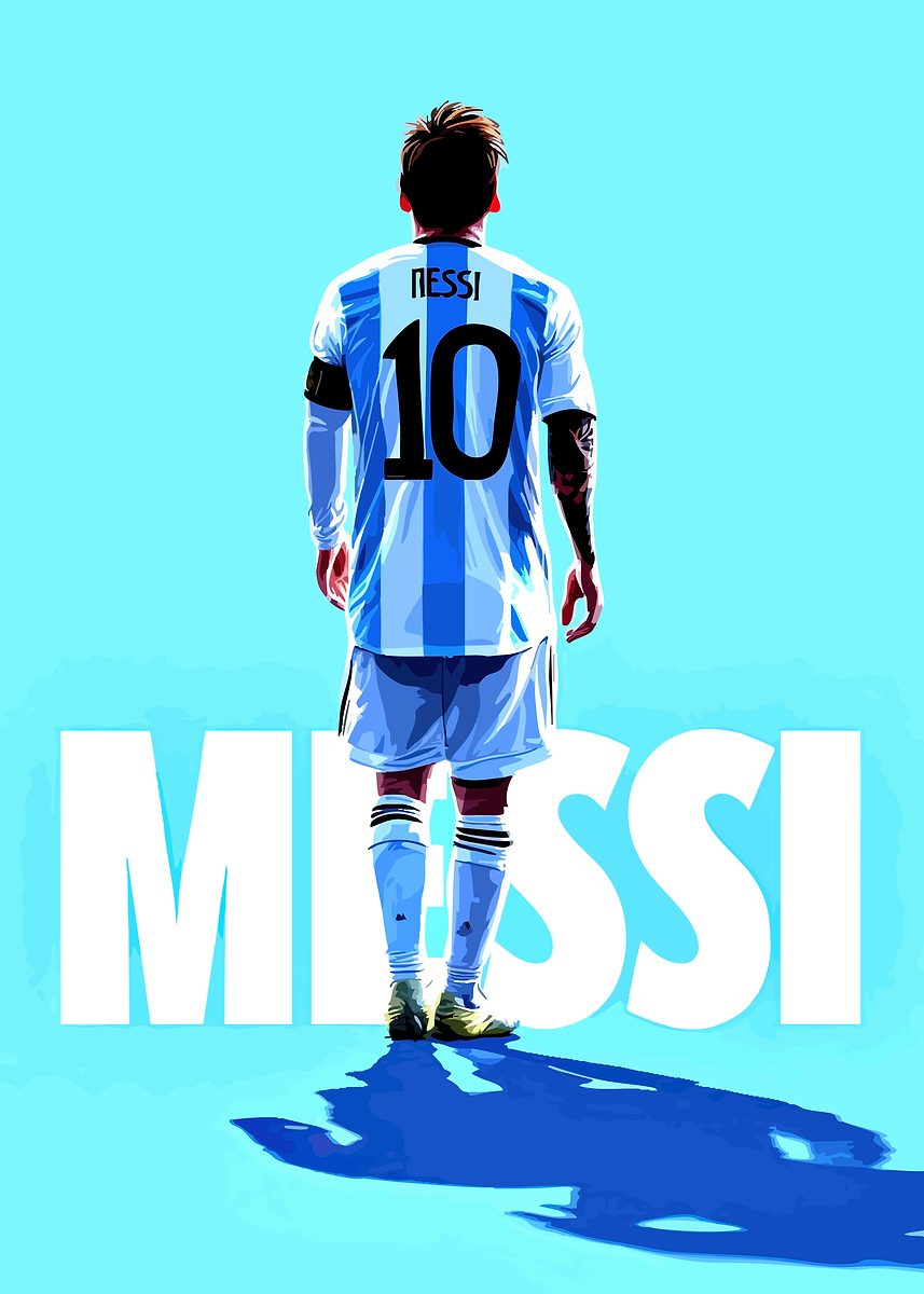 'Lionel Messi Back View Illustration' Poster, picture, metal print ...