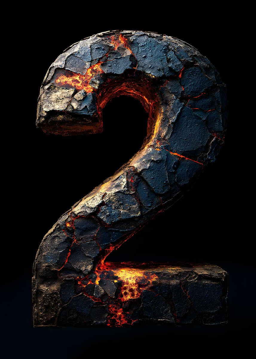 'Fiery Number Two' Poster, picture, metal print, paint by PRISI | Displate
