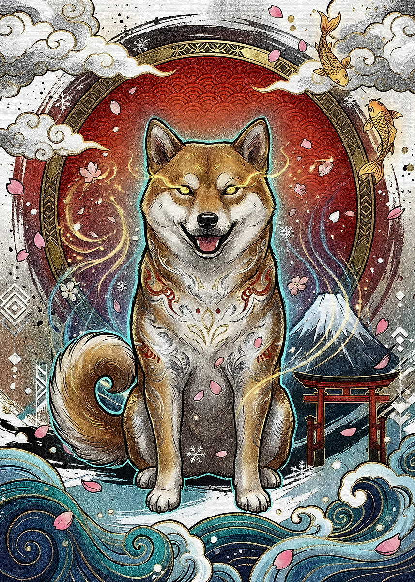 'Shiba Inu Japanese Art' Poster, picture, metal print, paint by Vintage ...