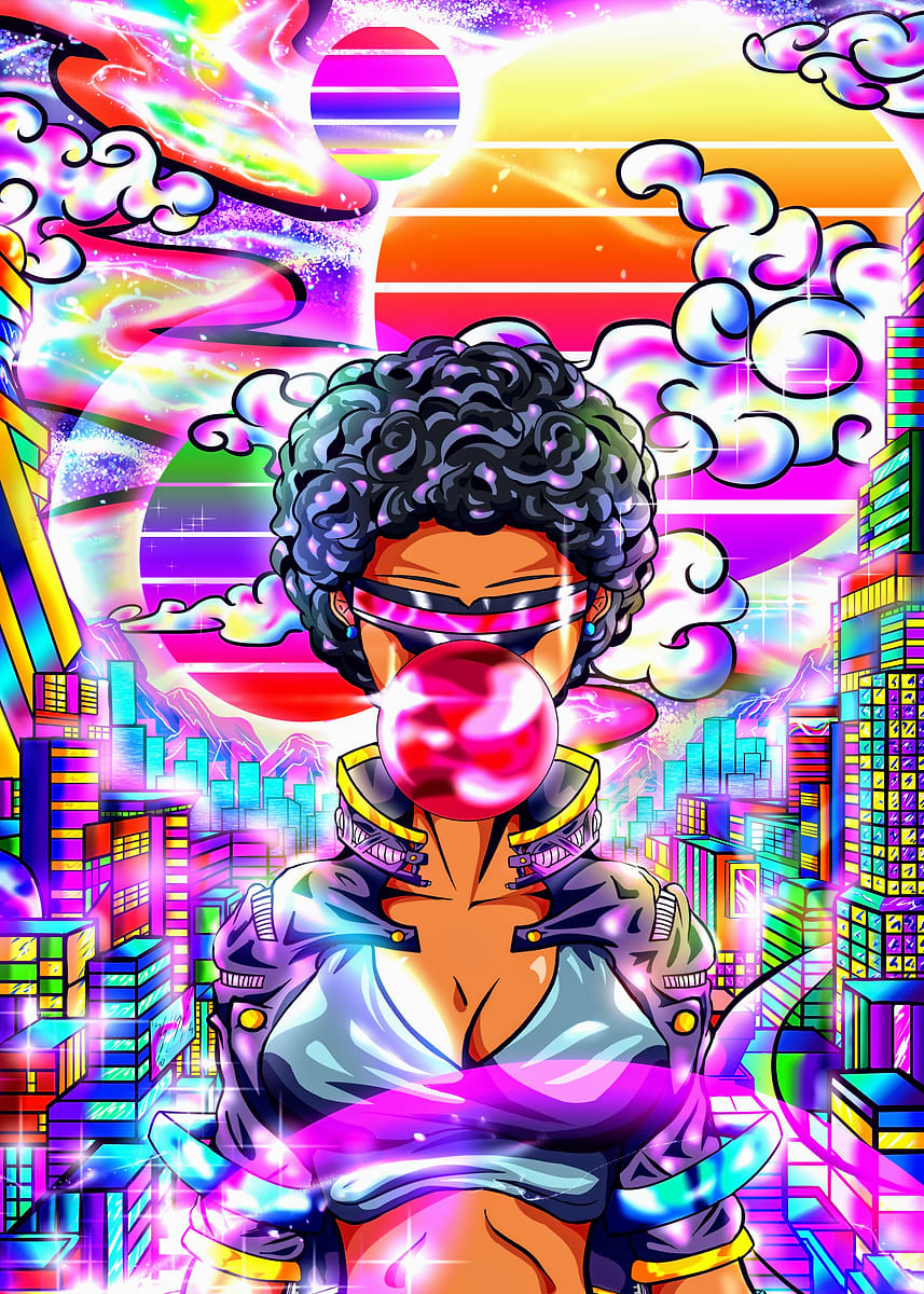 'Afro Futurism - Bubble Gum Girl' Poster, picture, metal print, paint ...