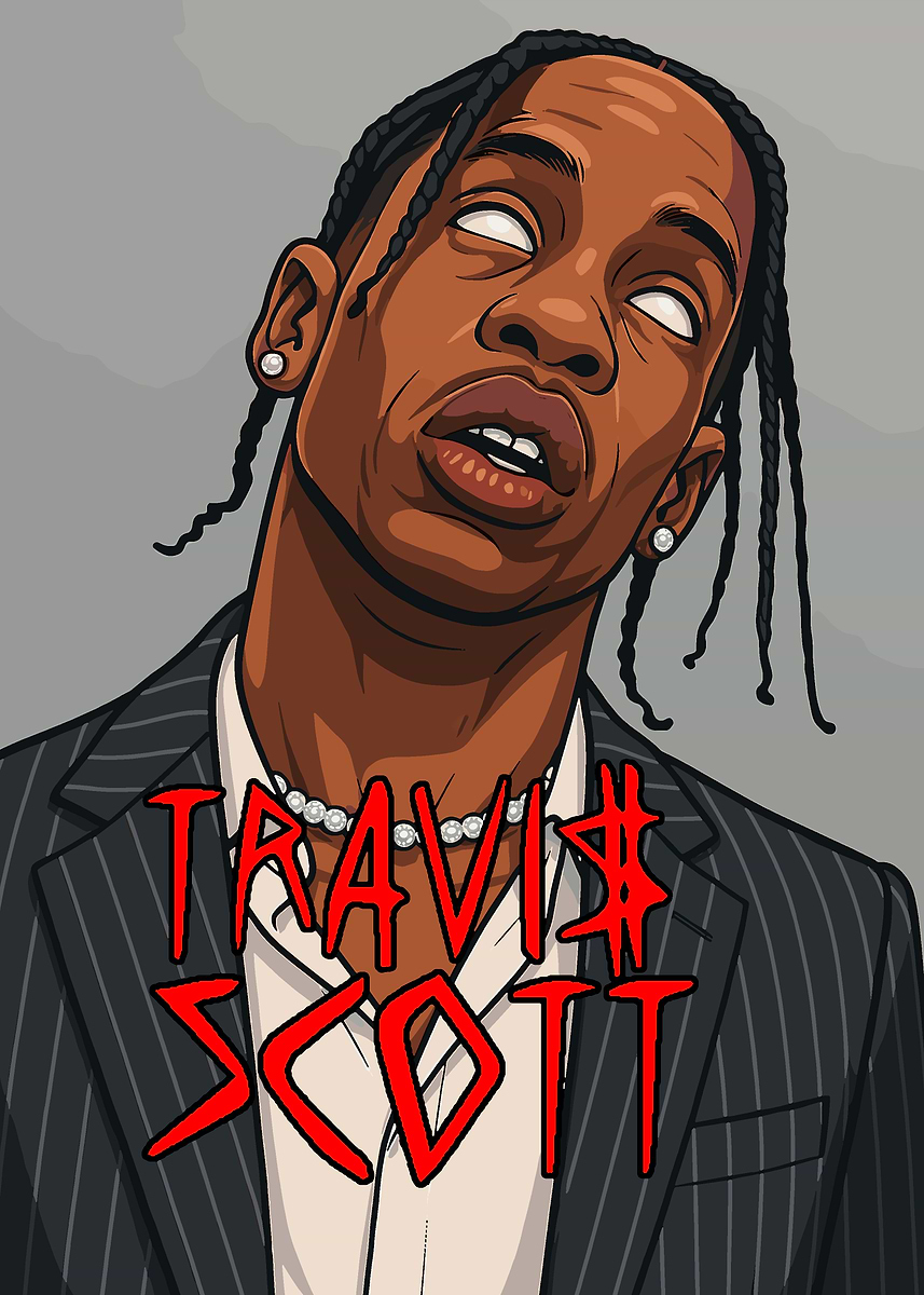 'Travis Scott Cartoon Portrait' Poster, picture, metal print, paint by ...
