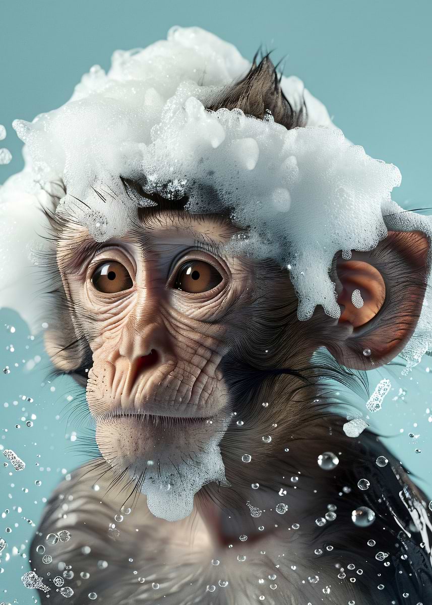 'Monkey with Soap Suds' Poster, picture, metal print, paint by creed ...
