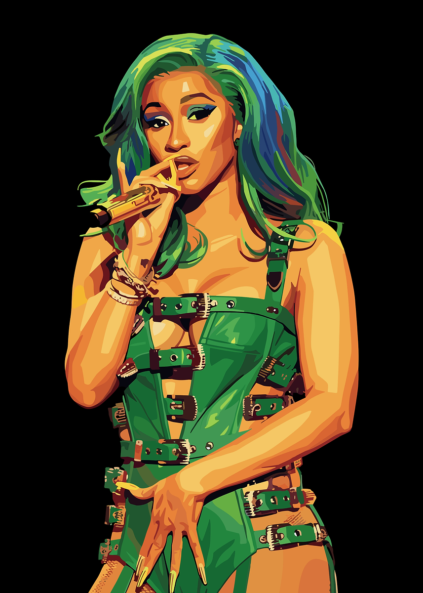 'Cardi B Digital Art Portrait' Poster, picture, metal print, paint by ...