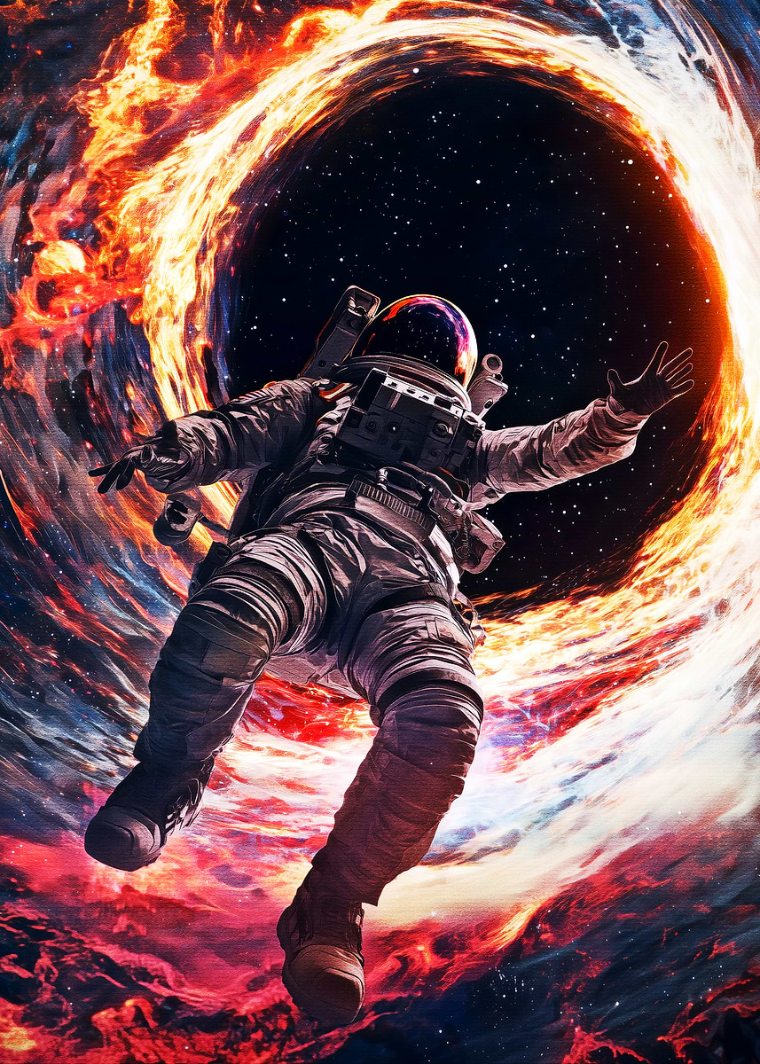 'Astronaut Falling Through Space Portal' Poster, picture, metal print ...