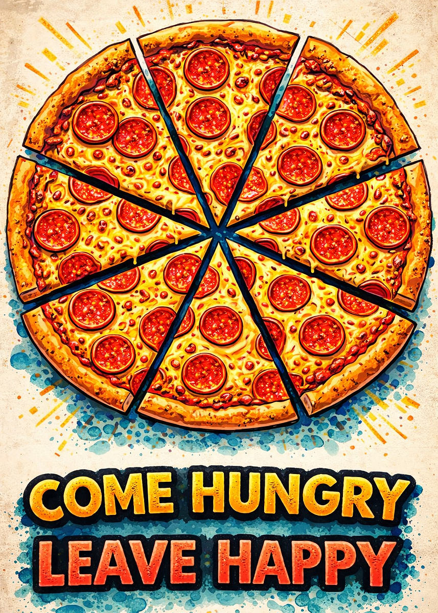 'Pepperoni Pizza Watercolor Art' Poster, picture, metal print, paint by ...